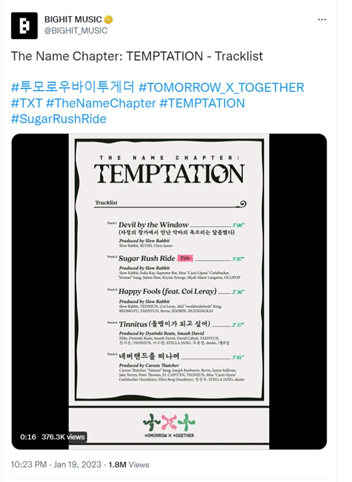 TXT Langsung Tebar TMI Usai Rilis Preview Tracklist 'The Name Chapter: Temptation'