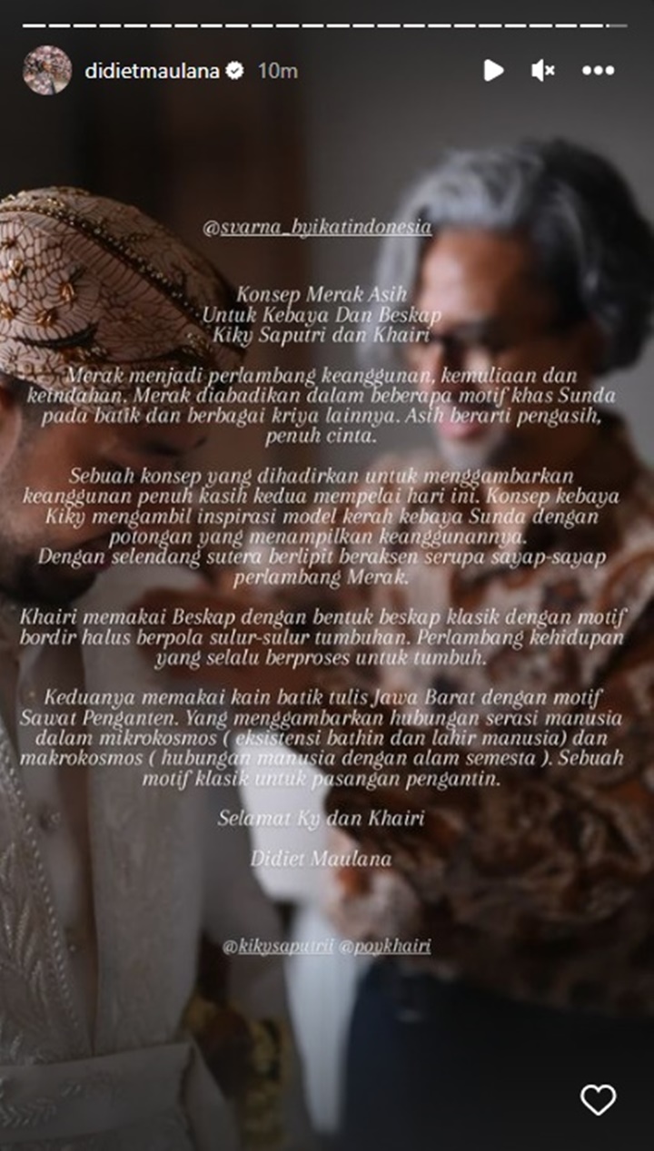 Makna Mendalam Busana Merak Kiky Saputri dan Khairi di Momen Akad Nikah