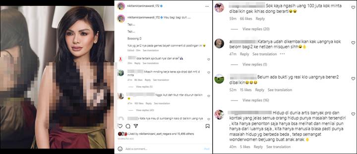 Nikita Mirzani Ketawa Sinis Usai Bunda Corla Kembalikan Saweran 100 Juta