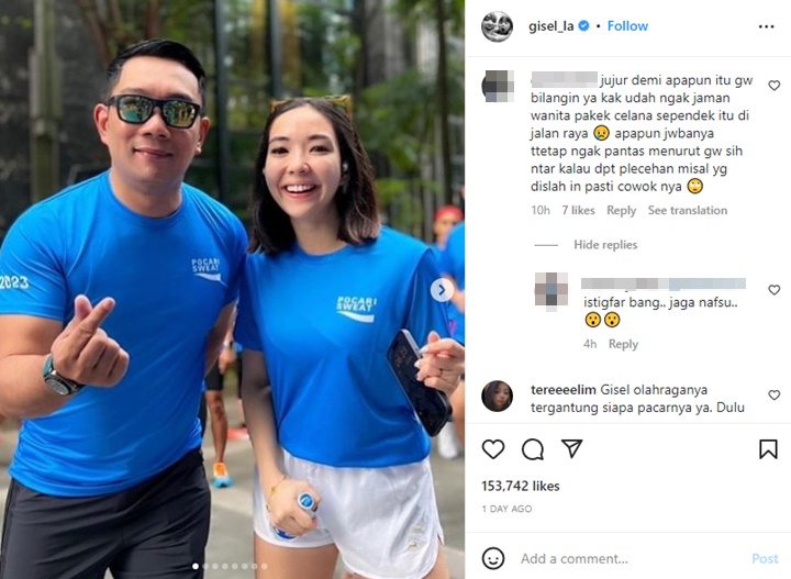 Celana Kelewat Pendek Gisella Anastasia Saat Foto Bareng Ridwan Kamil Disorot