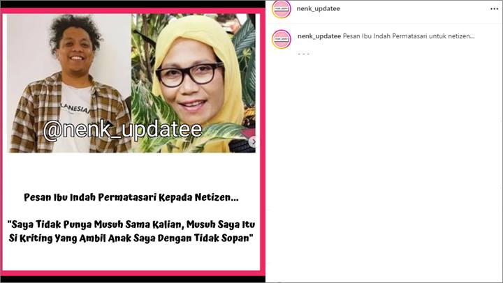 Ibu Indah Permatasari Berterima Kasih di Tengah Hujatan Netizen