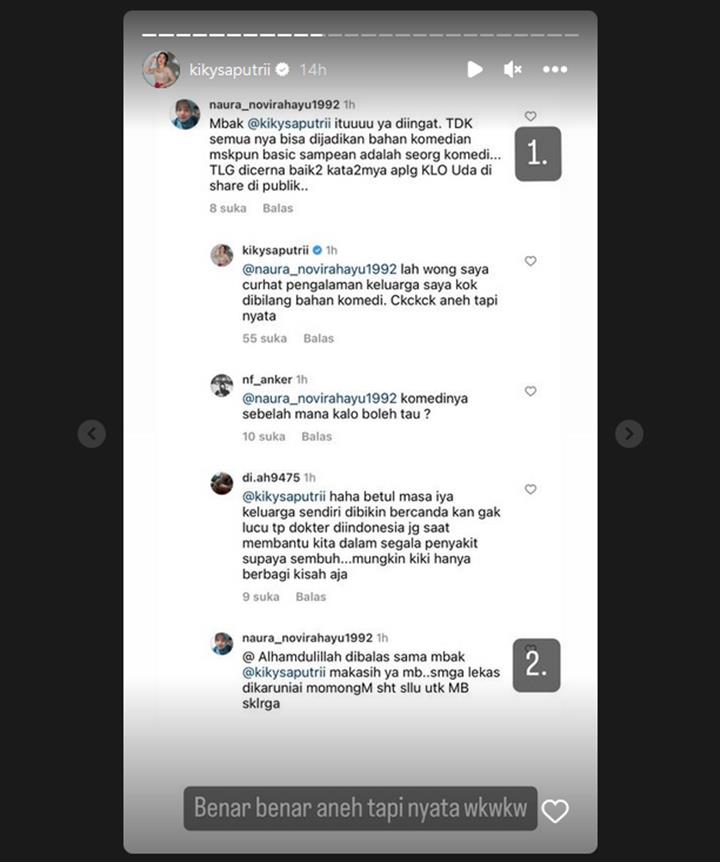 Niat Curhat, Kiky Saputri Balas Nyelekit Usai Keluhan Soal Misdiagnosis Mertua Dikira Cuman Lawakan