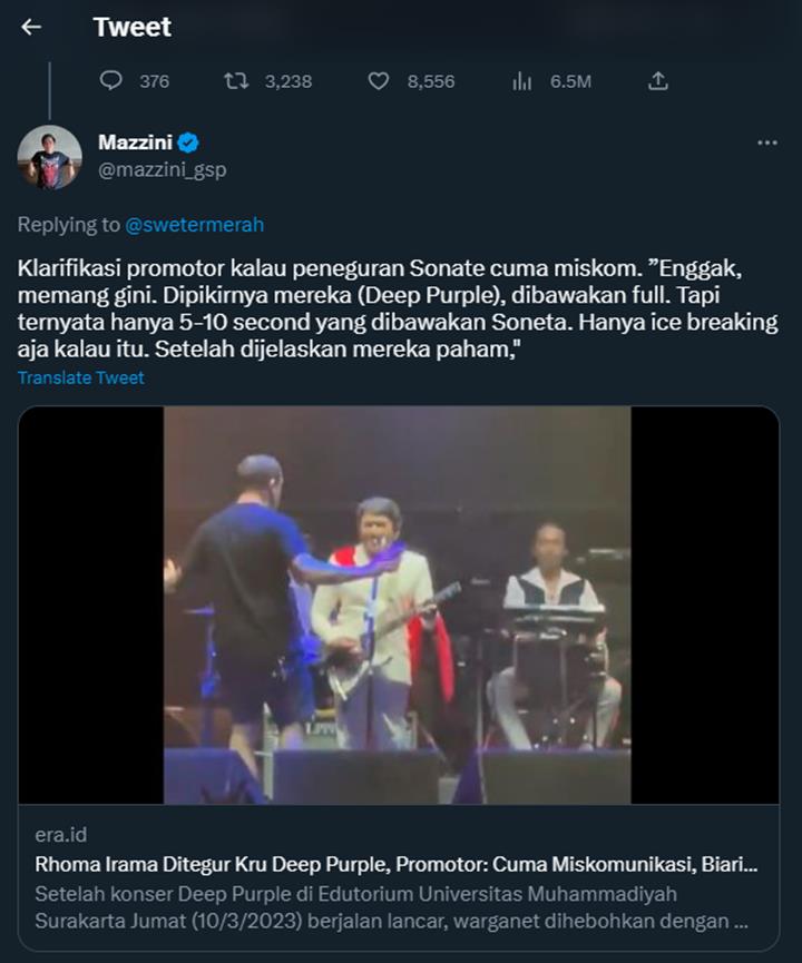 Viral Video Rhoma Irama Disetop Nyanyi Oleh Kru Deep Purple, Pihak Promotor Buka Suara