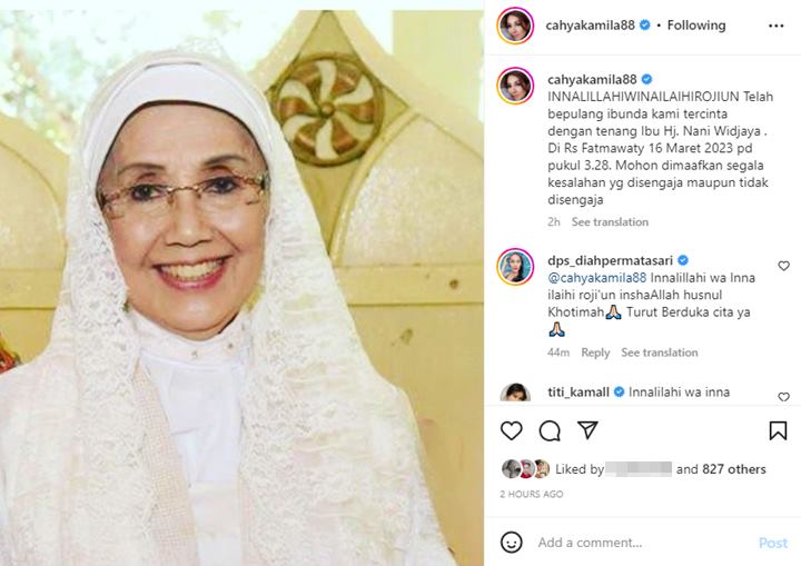 Aktris Senior Nani Wijaya Meninggal Dunia