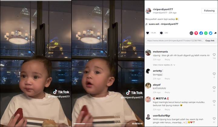 Rayyanza Sopan Panggil Mbak di Resto, Aksi Makan Strawberry Asem Gemoy Abis