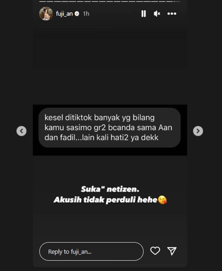 Akrab Dengan Banyak Teman Pria, Fuji An Jawab Savage Usai Dikatai 'Sasimo'