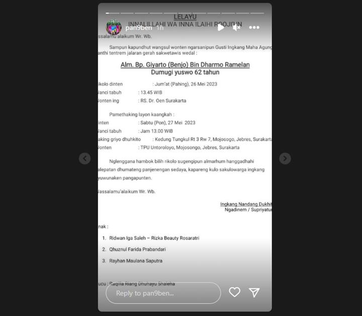 Benjo Eks TeamLo Meninggal Dunia di Usia 62 Tahun, Narji Tulis Duka ...