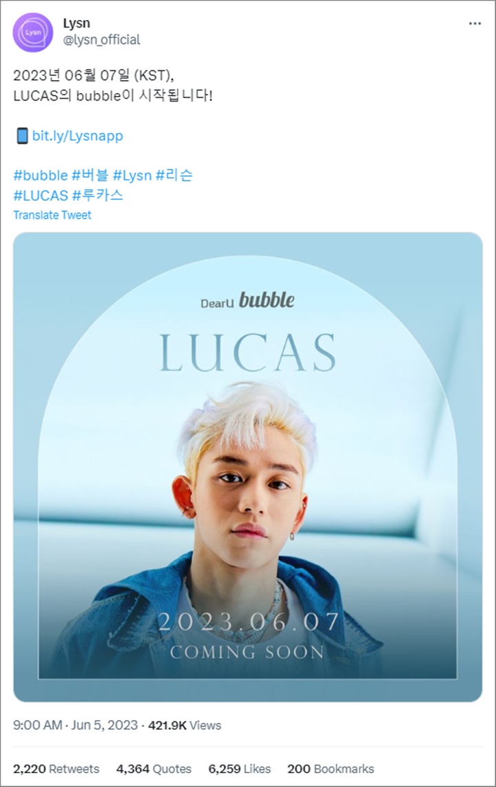 Lucas Eks NCT Bakal Segera Balik Pakai Bubble Auto Jadi Trending