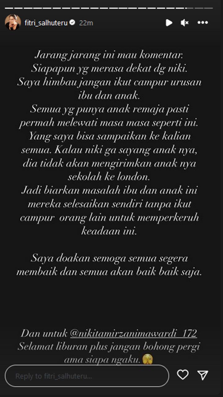 Fitri Salhuteru Bersuara Soal Konflik Nikita Mirzani dan Loly, Ikut Beri Peringatan