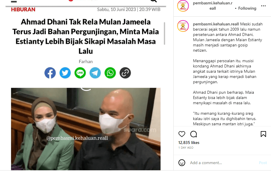 Mulan Jameela Terus Digunjing, Ahmad Dhani Bereaksi Tak Lama Usai Eks ...