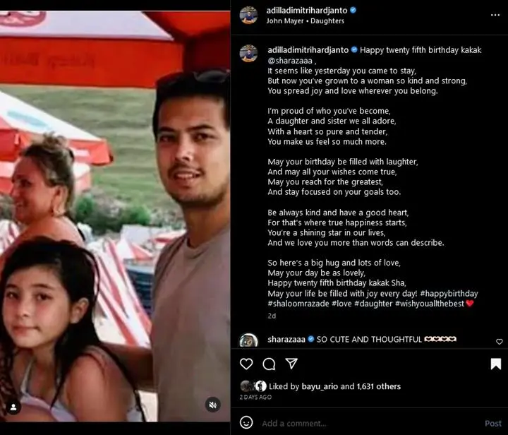 Adilla Dimitri Eks Suami Wulan Guritno Rayakan Ultah Shaloom, Pesan ...