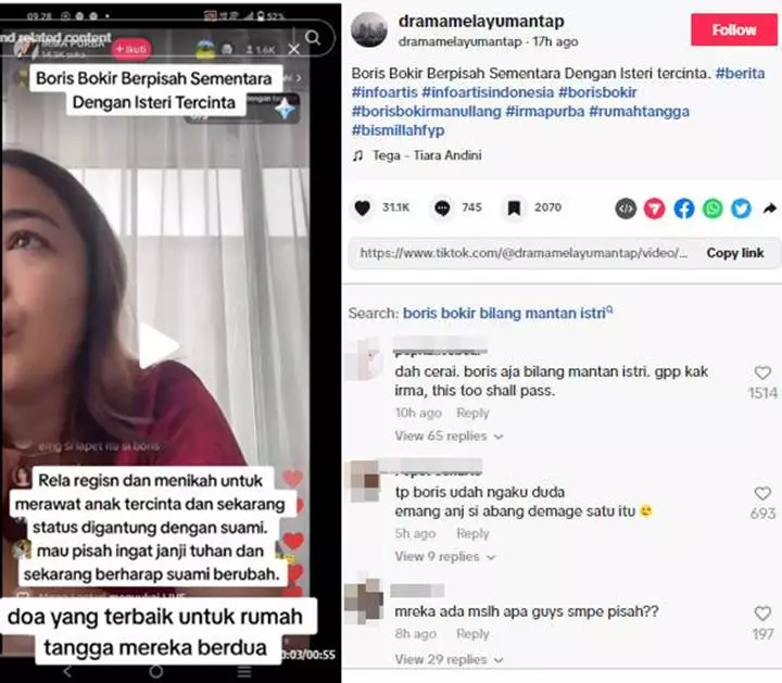 Boris Bokir Keceplosan Sebut Mantan Istri, Irma Purba Nangis Akui Pisah Hingga Sentil Ular-Ular