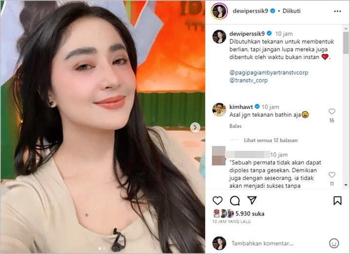 Dewi Persik Singgung Cara Membentuk Berlian, Tulisannya Jleb