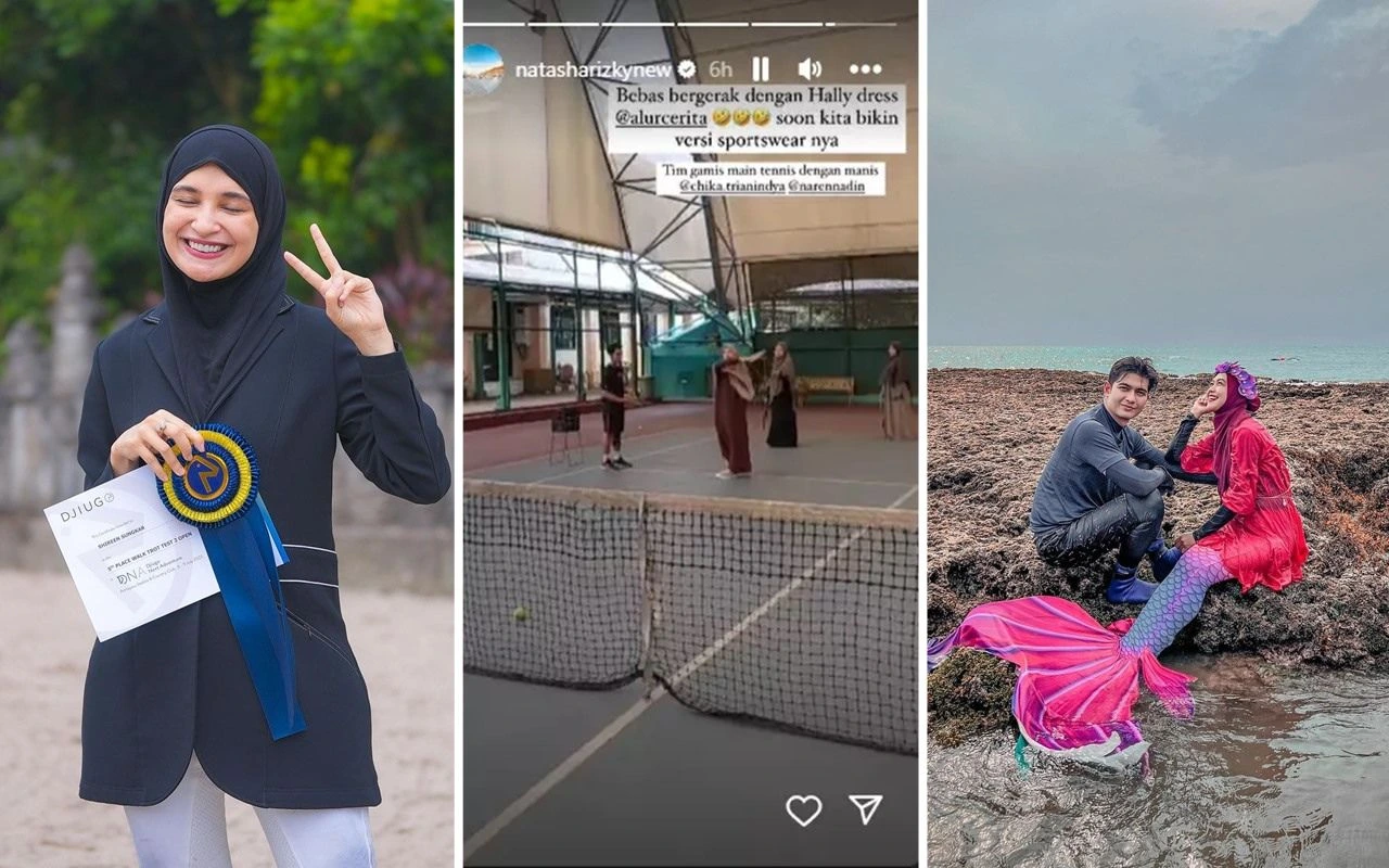 Natasha Rizky Tenis Pakai Gamis, Intip 8 Outfit Olahraga Artis Usai Hijrah