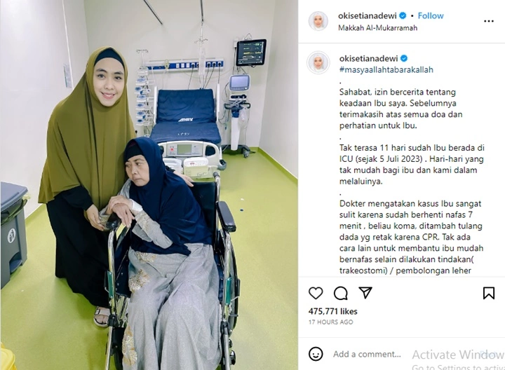 Ibu Ria Ricis Sempat Koma dan Henti Napas, Oki Setiana Dewi Menangis ...
