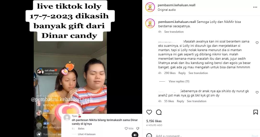 Berseteru dengan Sang Ibu, Loly Justru Dapat Banyak Gift Dari Rekan Nikita Mirzani Saat Live TikTok