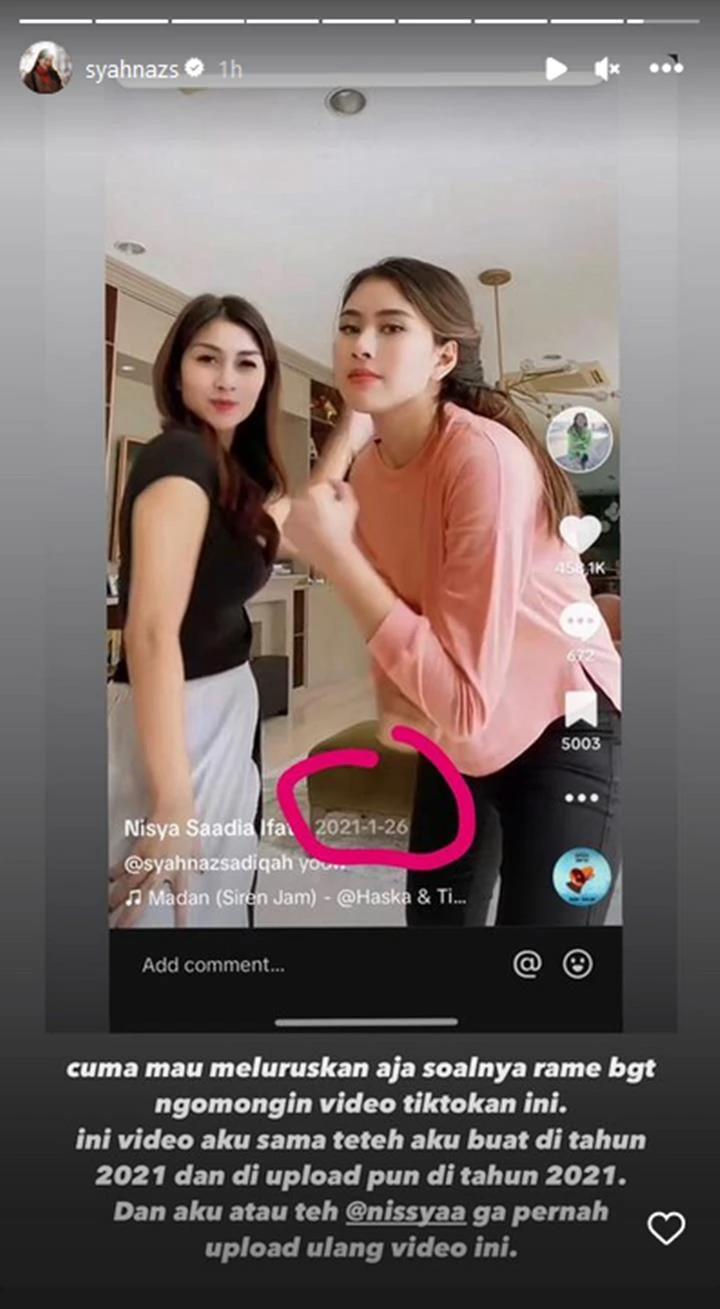 Giliran Syahnaz Sadiqah Luruskan Video TikTok-nya dengan Nisya Ahmad ...