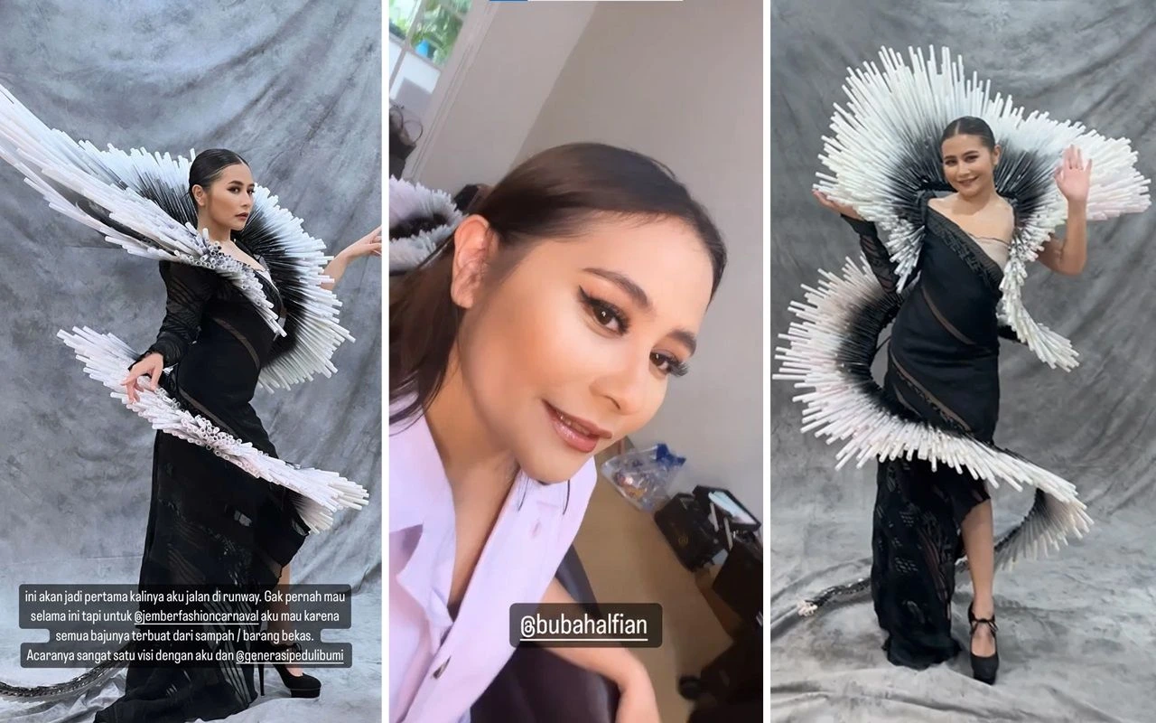 7 Momen Prilly Latuconsina Pakai Kostum Aesthetic Dari Sedotan dan Kain ...
