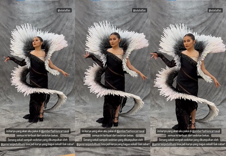 7 Momen Prilly Latuconsina Pakai Kostum Aesthetic Dari Sedotan dan Kain ...