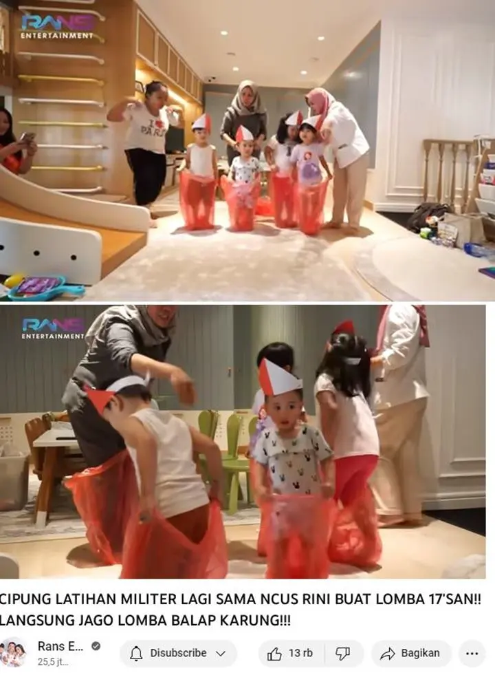 Rayyanza Latihan Lomba Balap Kresek Jelang HUT RI, Aksi Sus Rini Gokil