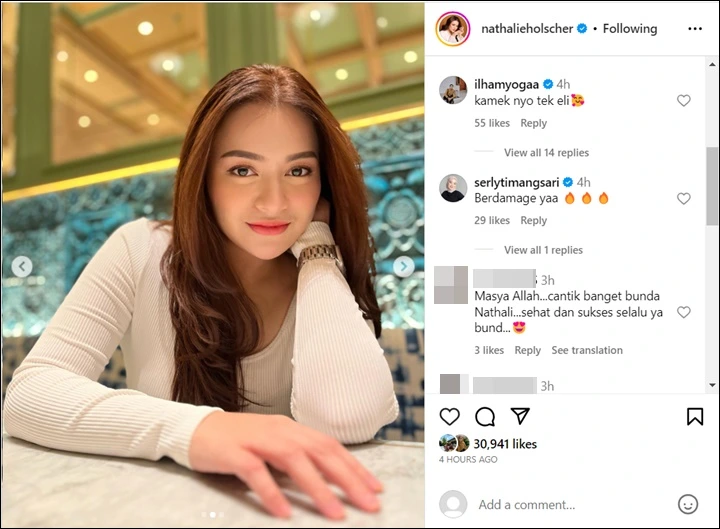 Nathalie Holscher Pamer Selfie Cantik, Komentar Kembaran Yogi Ilham Curi Perhatian