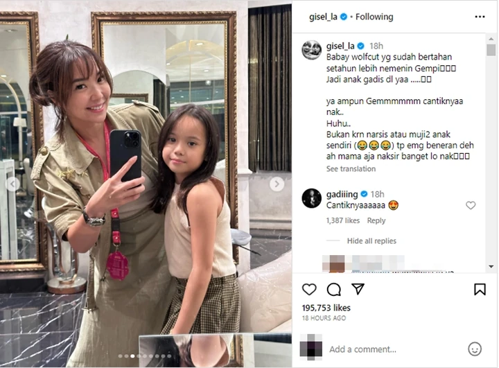 Gisella Anastasia Pamer Gempi Ubah Gaya Rambut, Komentar Gading Marten Curi Fokus