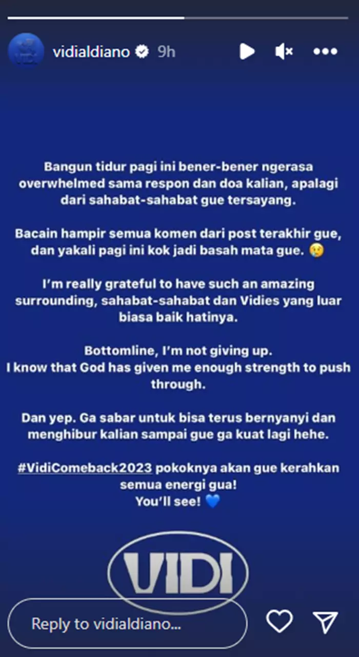 Berjuang Lawan Kanker, Vidi Aldiano: Gak Sabar Bernyanyi dan Hibur Kalian Sampai Gue Gak Kuat Lagi