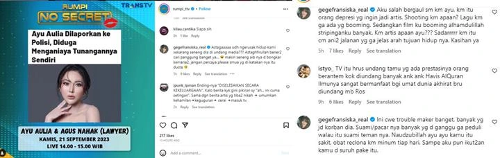 Ayu Aulia Diduga Aniaya Tunangan, Gege Fransiska Sindir Trouble Maker ...