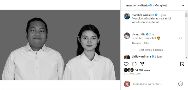 Marshel Widianto Bak Isyaratkan Perceraian, Cesen Justru Asyik Pamer ...