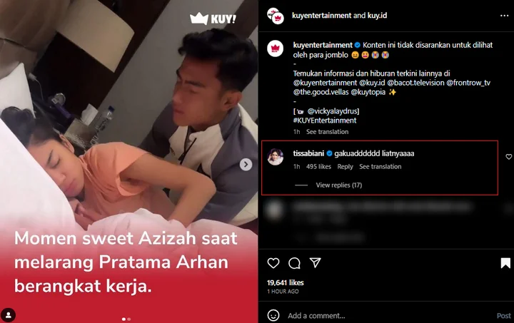 Tissa Biani Tak Kuat Lihat Momen Mesra Pratama Arhan dan Azizah Salsha di Ranjang