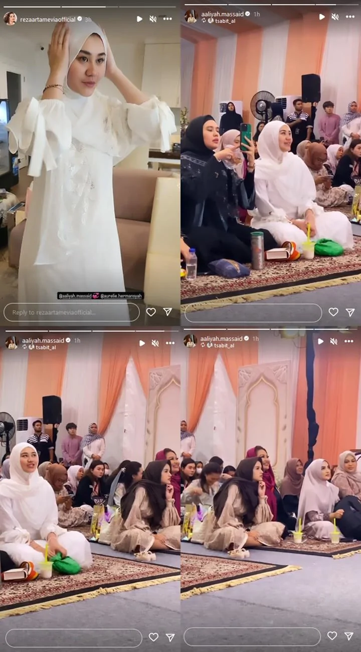 Adu Gaya Aaliyah Massaid dan Sarah Menzel Kompak Kenakan Hijab di Kajian Aurel Hermansyah