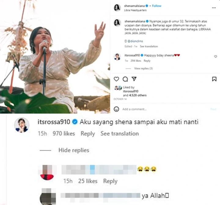 Shena Malsiana Isyaratkan Permintaan Terakhir Sebelum Meninggal, Rossa Kenang Momen Bersama