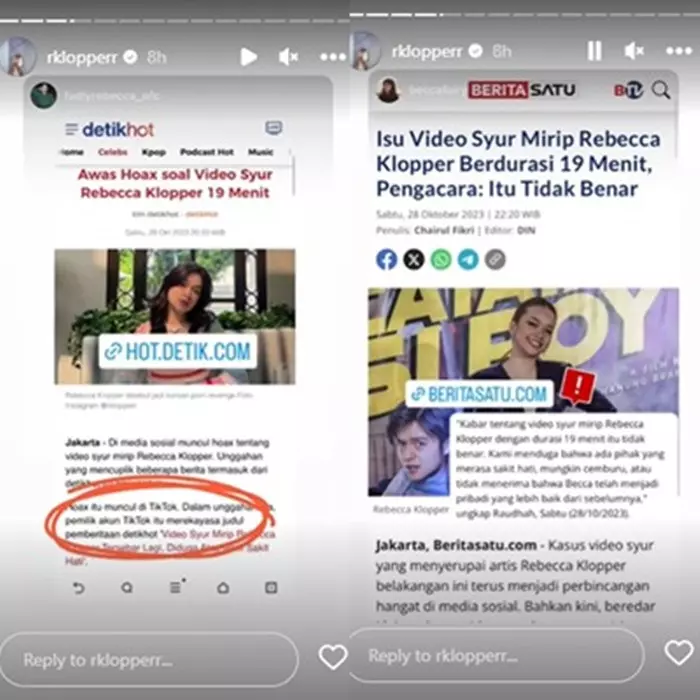 Rebecca Klopper Isyaratkan Dugaan Video Syur Mirip Dirinya Berdurasi 19 Menit Hoax