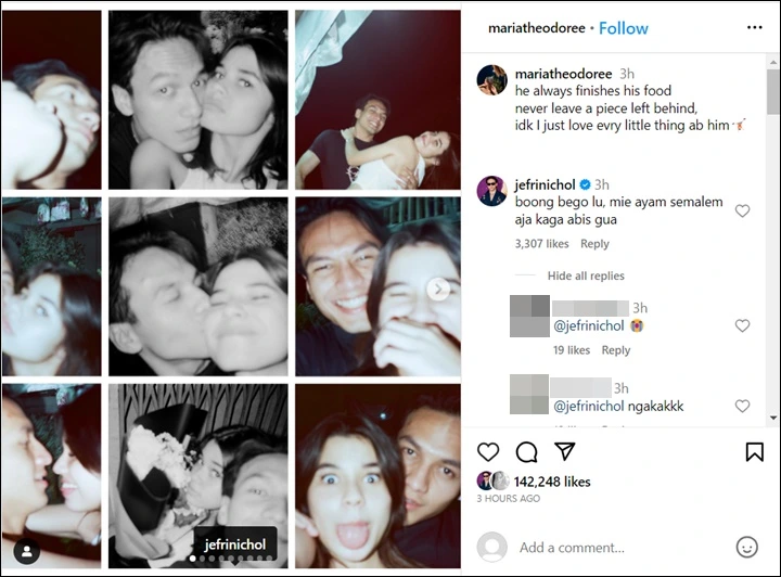 Maria Theodore Pamer Kebucinan, Komen Jefri Nichol Dinilai Kasar