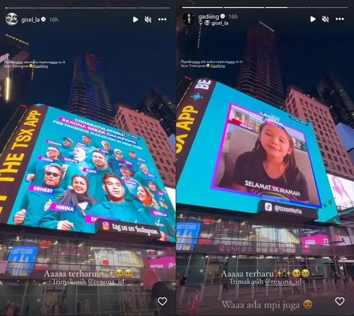Gading Marten dan Gisella Anastasia Bangga Wajah Gempi Mejeng di Times Square New York