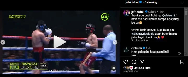 Jefri Nichol Isyaratkan Bakal Adu Tinju Lagi Bareng El Rumi