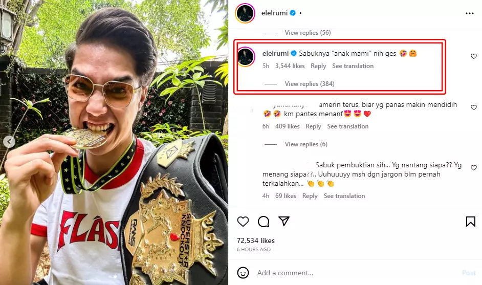 El Rumi Selipkan Kalimat Menggelitik Saat Pamer Sabuk Kejuaraan