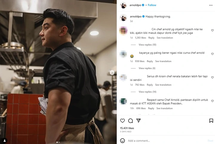 Chef Arnold Isyaratkan Dukungan untuk Kiki MasterChef Indonesia Season 11