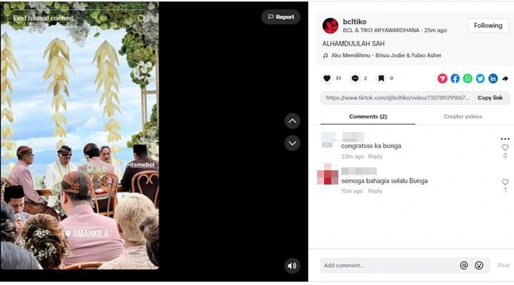 BCL Resmi Menikah Lagi dengan Tiko Aryawardhana di Bali