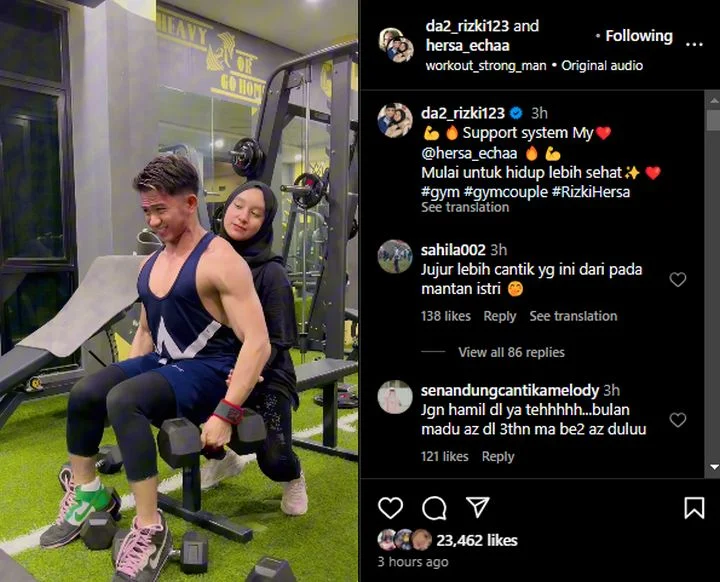 Istri Rizki DA Dibilang Mirip Nissa Sabyan kala Temani Suami Olahraga