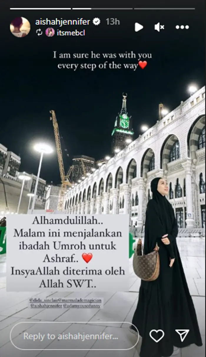 Aishah Sinclair Bereaksi Usai BCL Umrahkan Mendiang Ashraf Sinclair