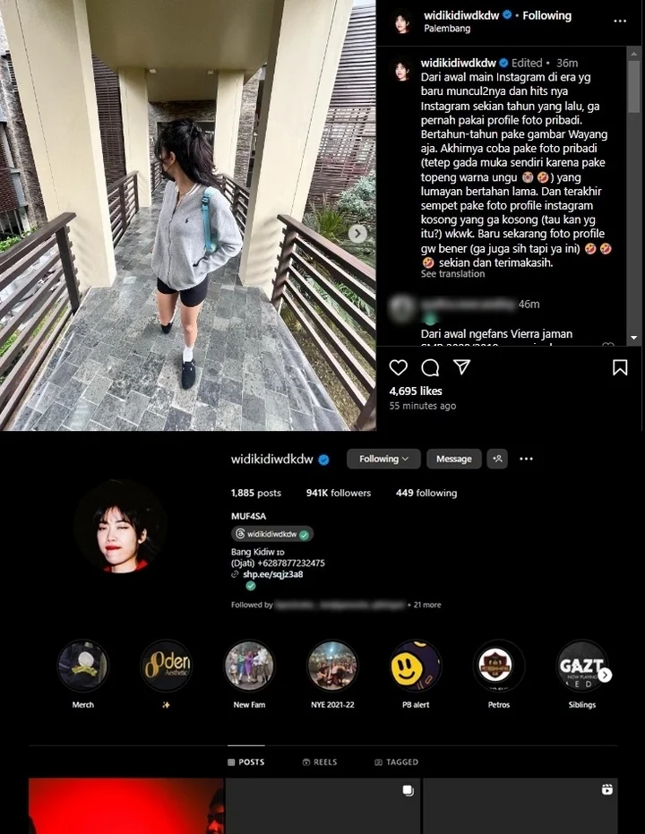 Widy Vierratale Perdana Pajang Profil Instagram Pakai Potret Wajah Sendiri