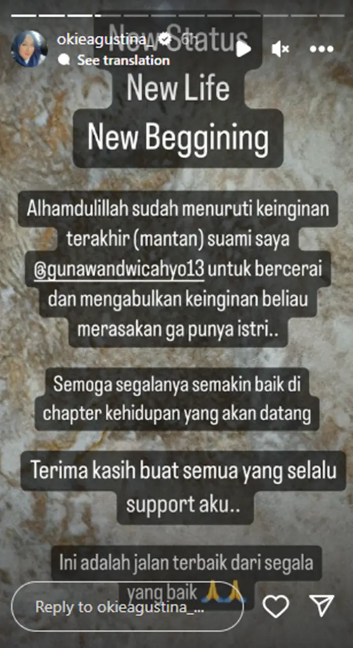 Okie Agustina Curhat Legowo Singgung Permintaan Terakhir Gunawan Dwi Cahyo Usai Resmi Cerai