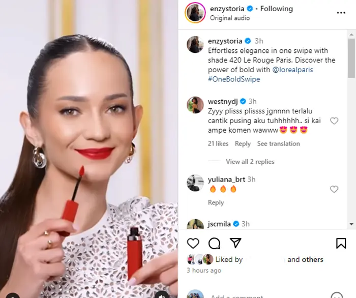 Enzy Storia Jadi Gunjingan Usai Diduga Masih Kerja Sama dengan Brand Pro Israel