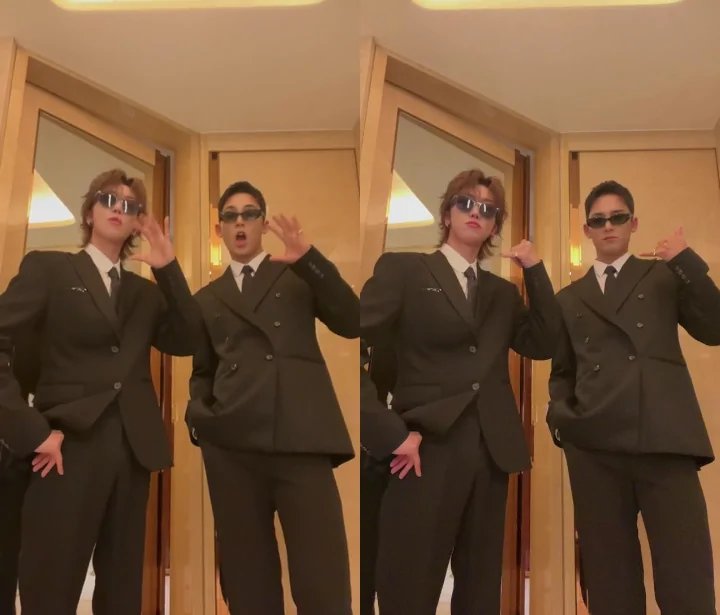 Mingyu dan The8 SEVENTEEN Dandan Ala Paspampers saat Dance TikTok