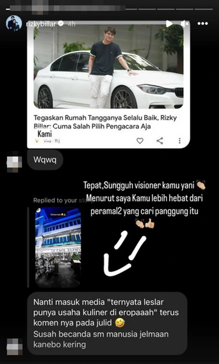 Rizky Billar Sentil Peramal Cari Panggung Pasca Diduga Sindir Pengacara Sandy Arifin