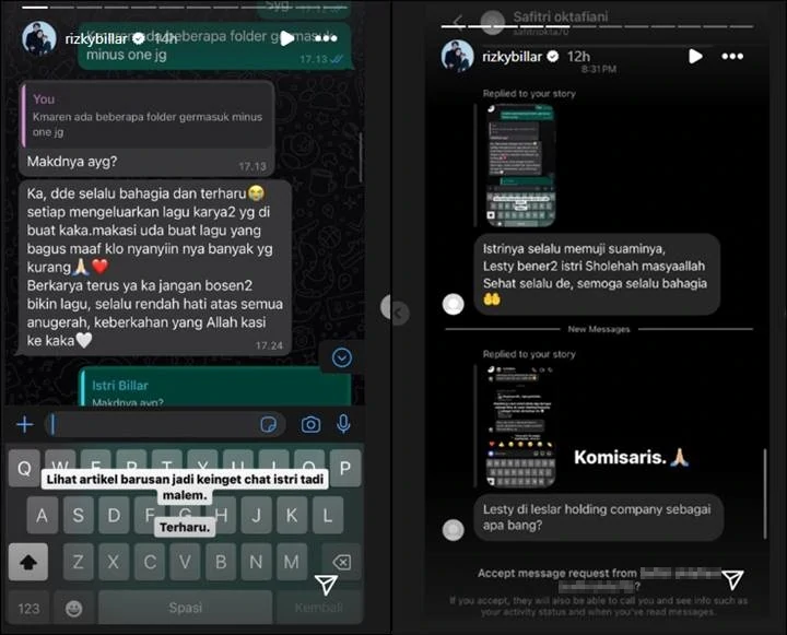 Isi Chat WA Lesti Kejora pada Rizky Billar Tak Terduga usai Suami Dituding Lulusan SD