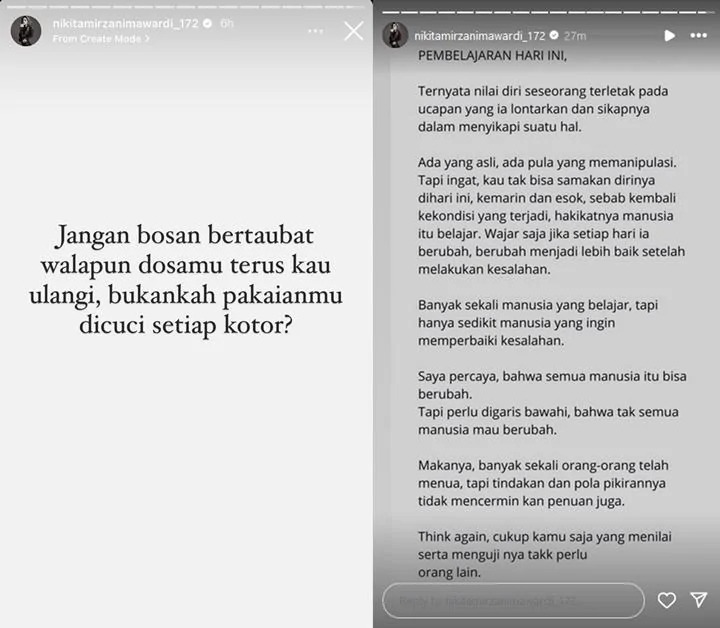 Nikita Mirzani Ungkit Tobat di Tengah Dugaan Lolly Takut Diusir Keluarga Pacar