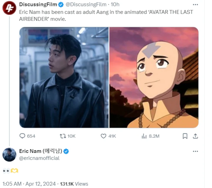 Kabar Eric Nam Gabung Produksi Film 'Avatar: The Last Airbender' Tuai ...