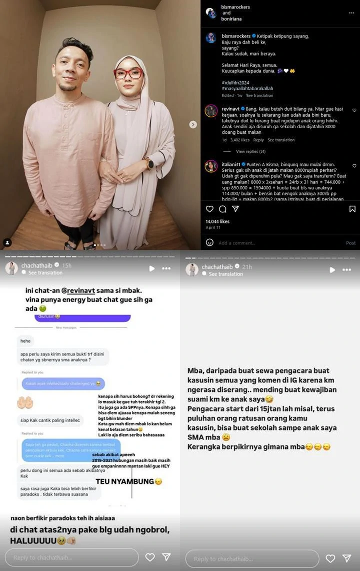 Chacha Thaib dan Istri Bisma Rocket Rockers Saling Sindir usai Kuliti Eks Suami Soal Nafkah